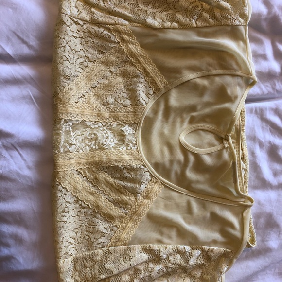 Tops | Pale Yellow Lace Sheer Blouse | Poshmark